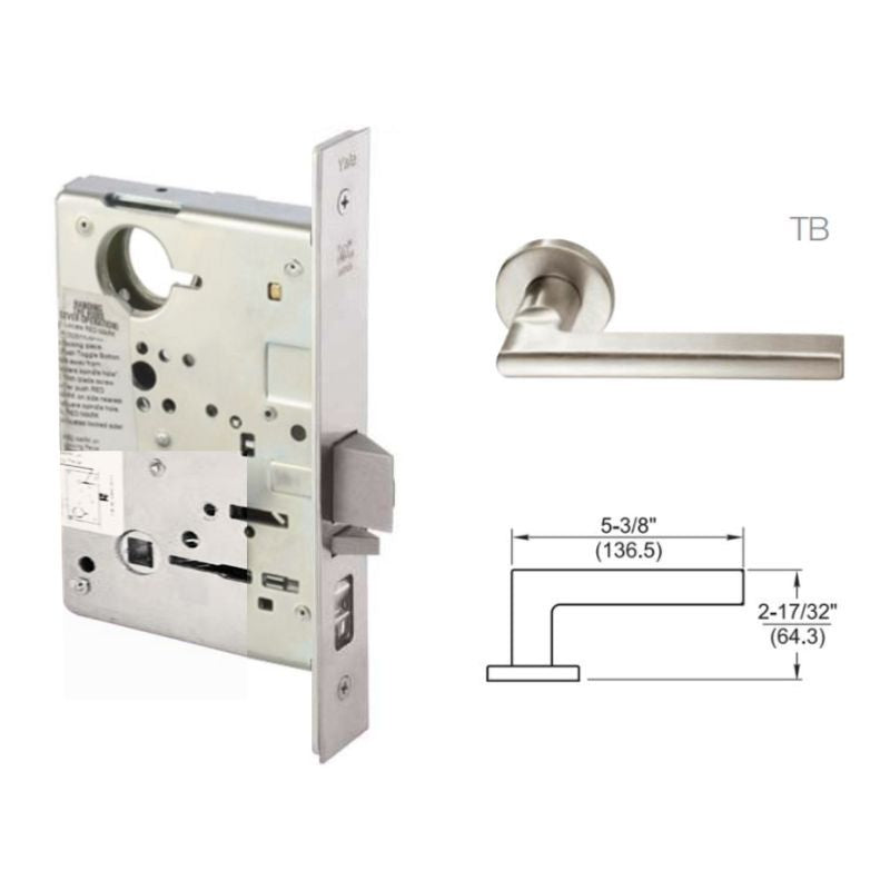 Accentra (Yale) TBR3-8805RL-626-LC Storeroom Or Closet Mortise Lock, S