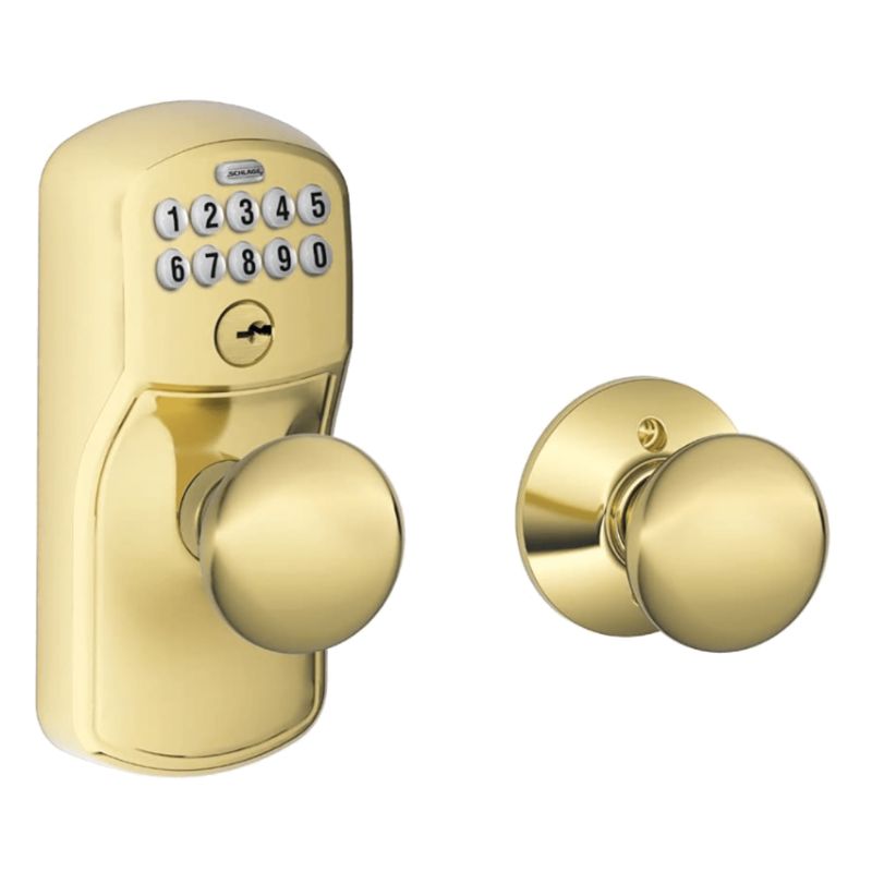 Schlage Residential FE575 PLY 505 PLY Keypad Entry Auto Lock Sch C Keyway Lifetime Brass