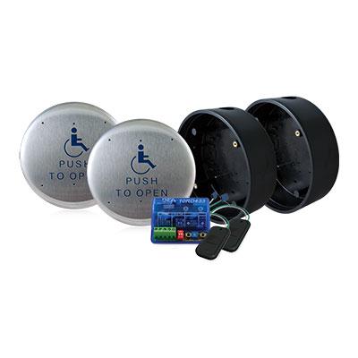 BEA 6R-433 Push Plate Package, Round Stainless Steel Push Plates, Plas